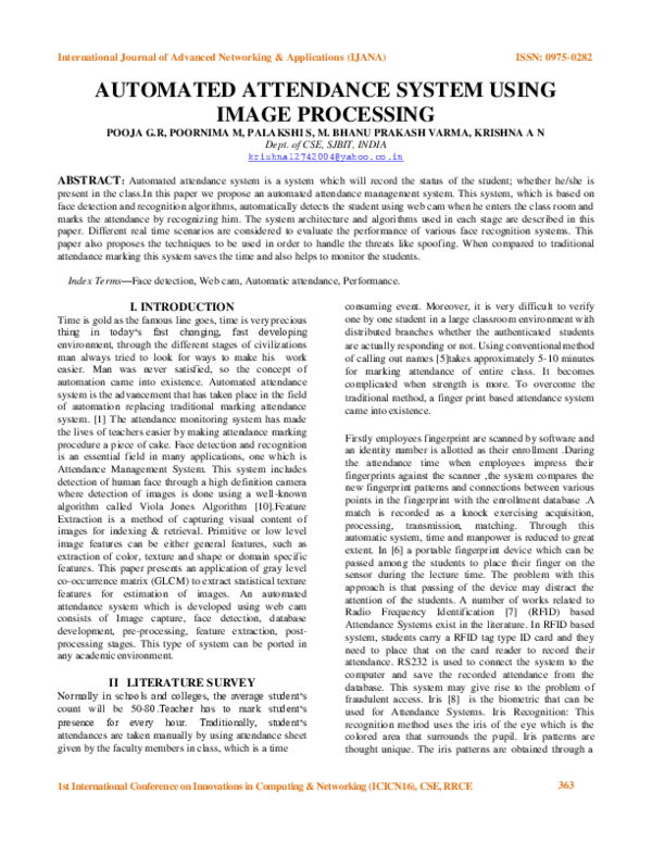 (PDF) Automated Attendance System Using Image Processing (PDF) Automated Attendance System Using Image Processing