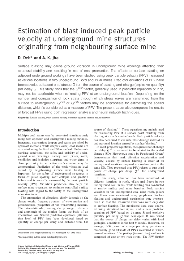 (PDF) Estimation of blast-induced peak particle velocity using ensemble machine learning ...