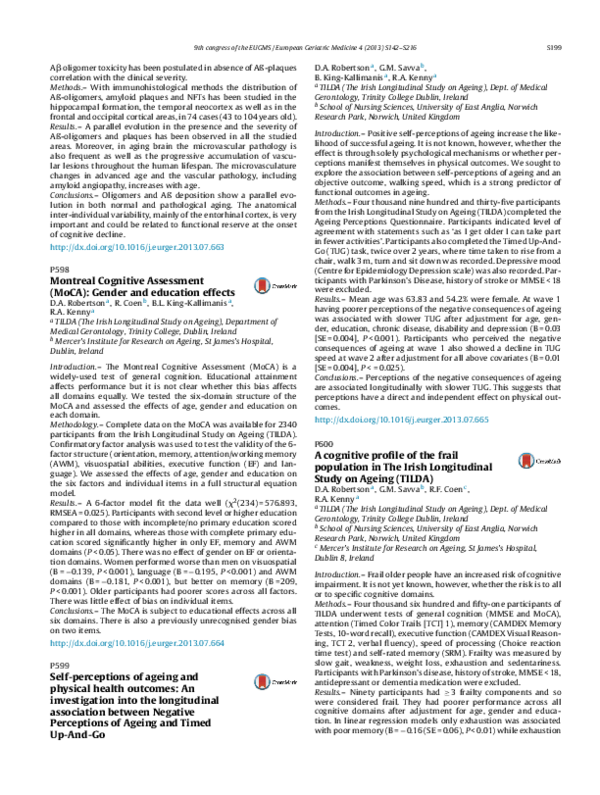 (PDF) Montreal Cognitive Assessment (MoCA): Gender and education effects