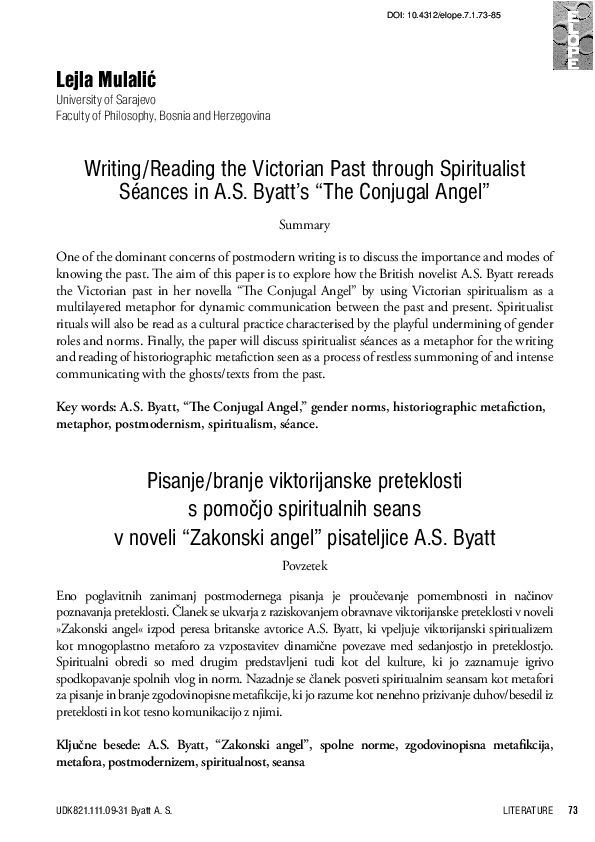 (PDF) Writing/Reading the Victorian Past through Spiritualist Séances ...