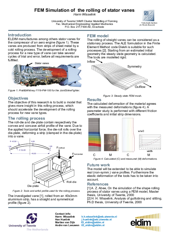 (PDF) FEM Simulation of the rolling of stator vanes [poster]