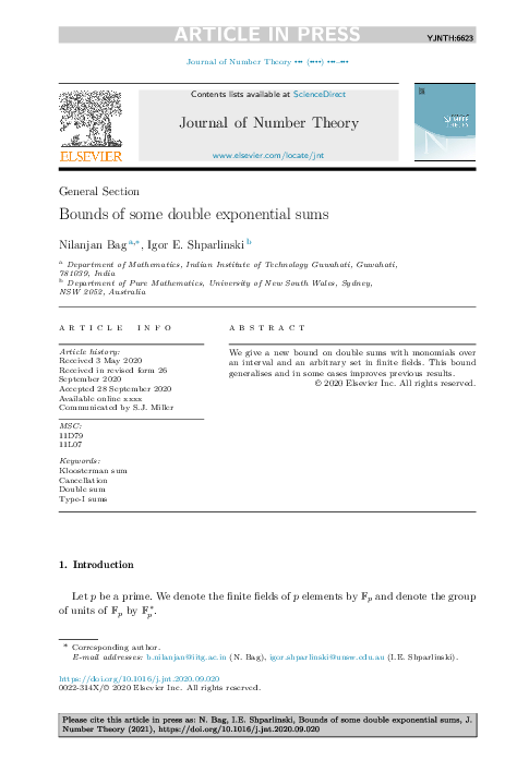 (PDF) Bounds of some double exponential sums