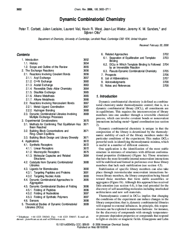 (PDF) Dynamic Combinatorial Chemistry | Jean-Luc Wietor - Academia.edu