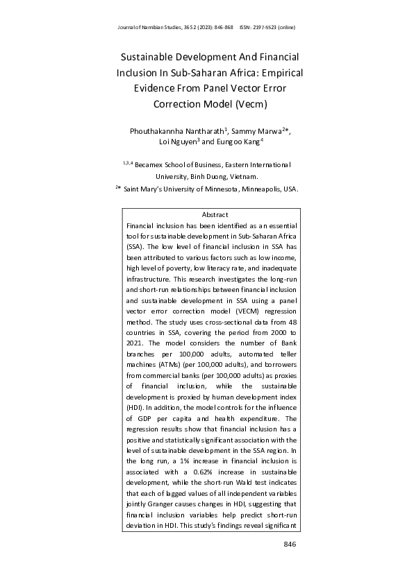 (PDF) Sustainable Development And Financial Inclusion In Sub-Saharan ...