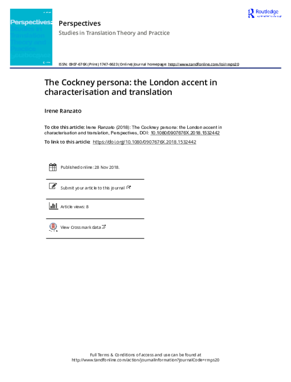 (PDF) The Cockney persona: the London accent in characterisation and ...