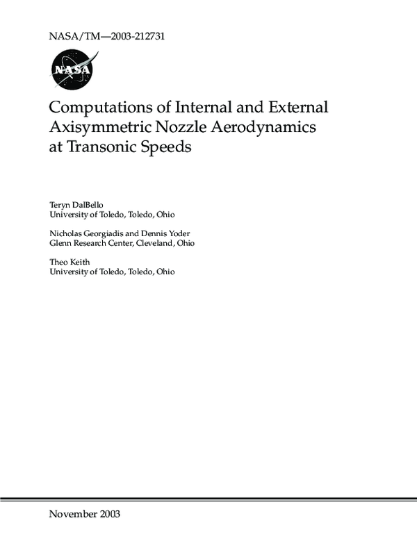 (PDF) Computations of Internal and External Axisymmetric Nozzle Aerodynamics at Transonic Speeds
