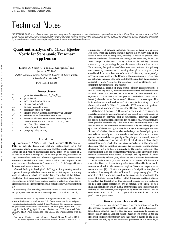 (PDF) Quadrant Analysis of a Mixer-Ejector Nozzle for Supersonic ...