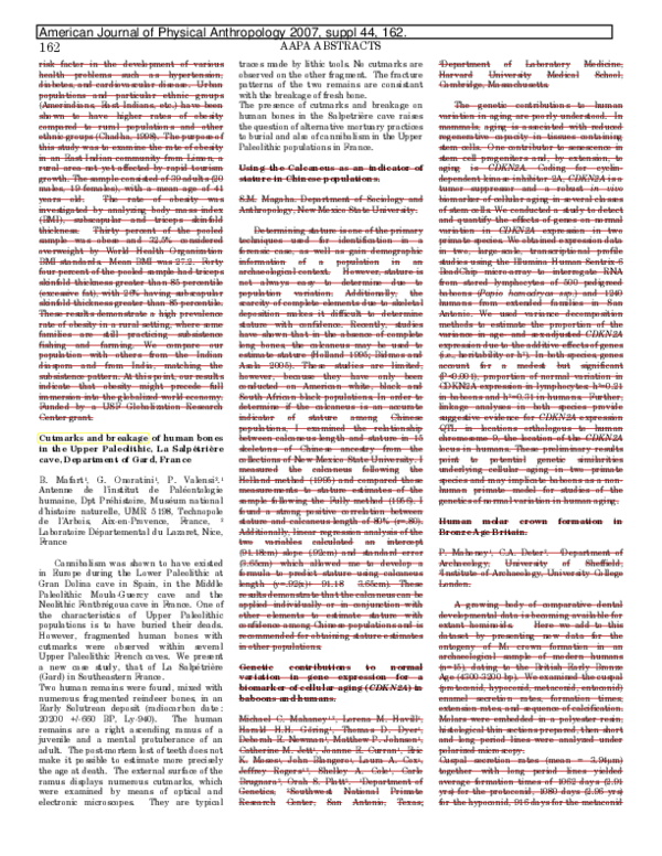 (PDF) Cutmarks and breakage of human bones in the Upper Paleolithic, La ...