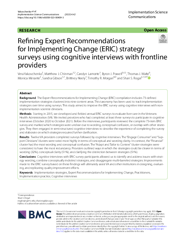 (PDF) Refining Expert Recommendations for Implementing Change (ERIC ...