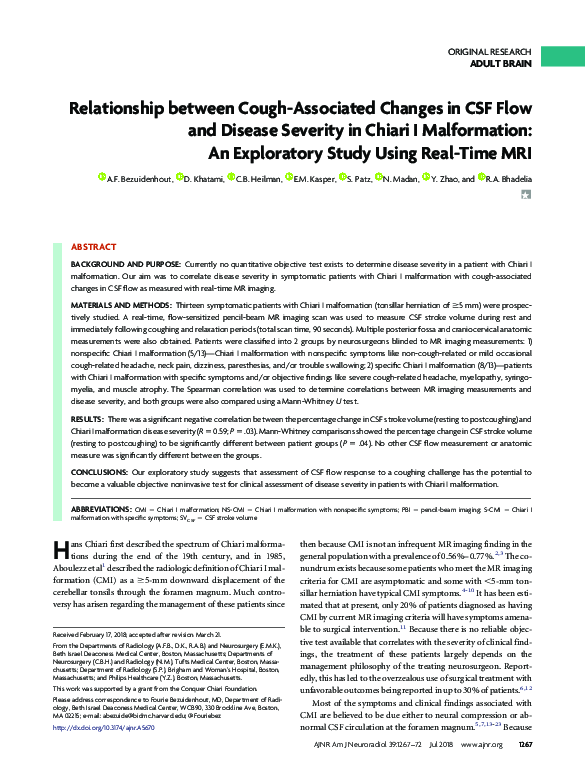 (PDF) Relationship between Cough-Associated Changes in CSF Flow and ...