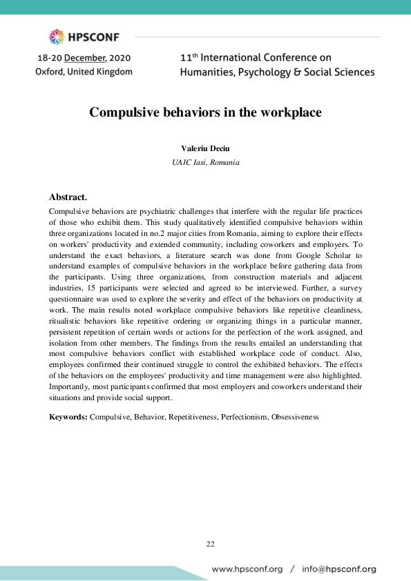 (PDF) Compulsive behaviors in the workplace