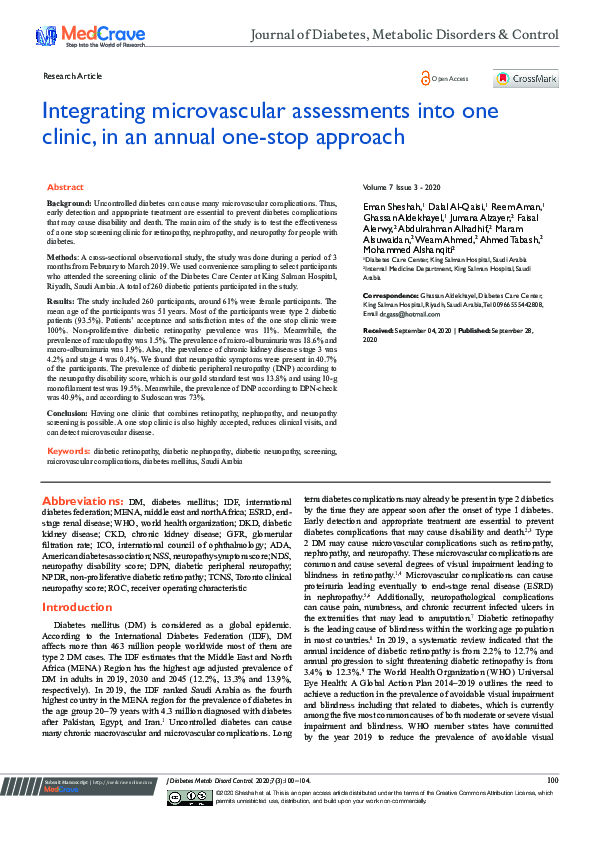 (PDF) Integrating microvascular assessments into one clinic, in an ...