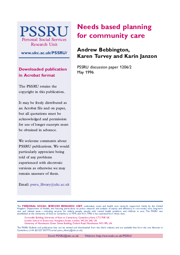 (PDF) 2. Background: Needs based planning and population needs assessment