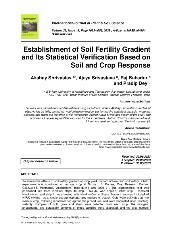 (PDF) Establishment of Soil Fertility Gradient and Its Statistical ...