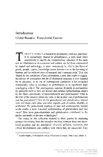 (PDF) Global Fissures : Postcolonial Fusions