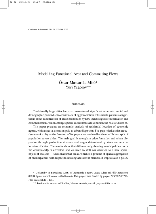 (PDF) Modelling functional area and commuting flows