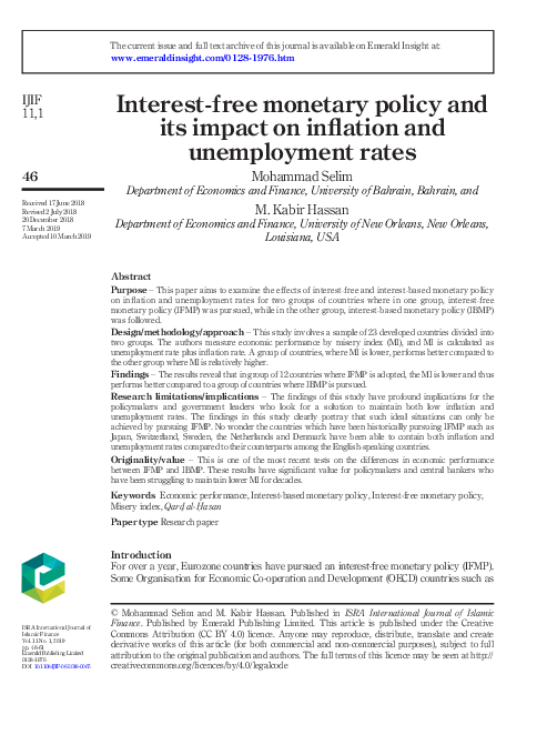 (PDF) Interest-free monetary policy and its impact on inflation and ...