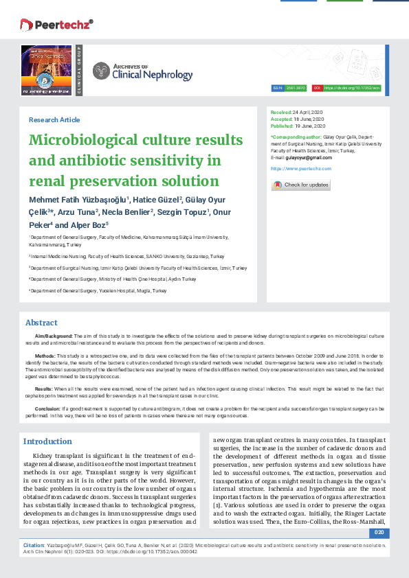 (PDF) Microbiological culture results and antibiotic sensitivity in ...