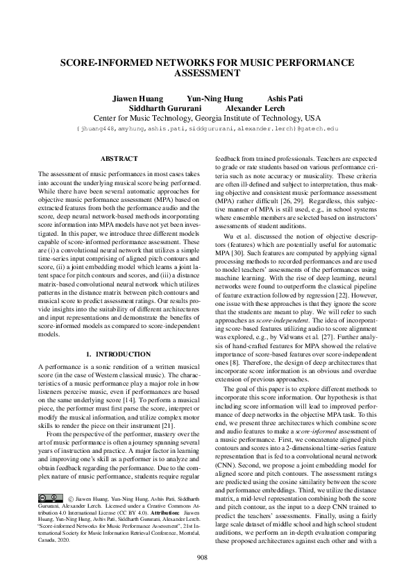 (PDF) Score-informed networks for music performance assessment