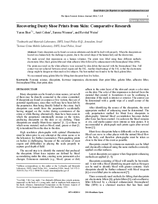 (PDF) Recovering Dusty Shoe Prints from Skin: Comparative Research