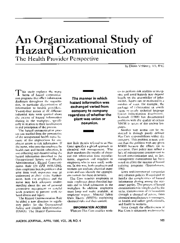 (PDF) An Organizational Study of Hazard Communication
