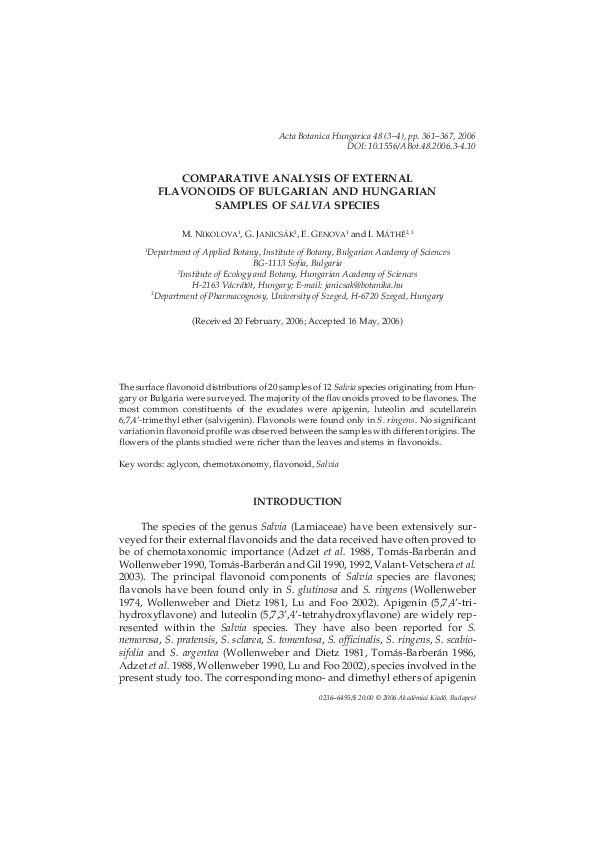 (PDF) Comparative analysis of external flavonoids of Bulgarian and ...