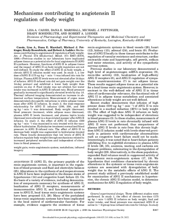 (PDF) Mechanisms contributing to angiotensin II regulation of body ...