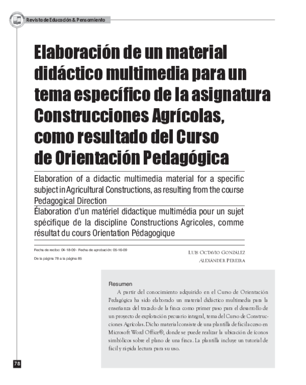 (PDF) Elaboración de un material didáctico multimedia para un tema específico de la asignatura ...