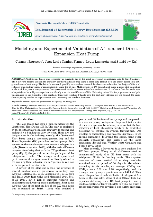 (PDF) Modeling and experimental validation of a transient direct expansion geothermal heat exchanger