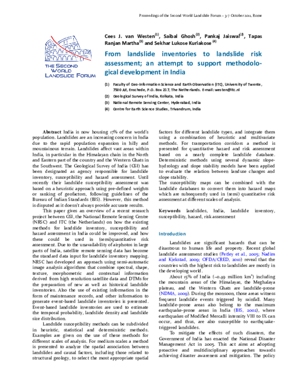 (PDF) From Landslide Inventories to Landslide Risk Assessment; An Attempt to Support ...