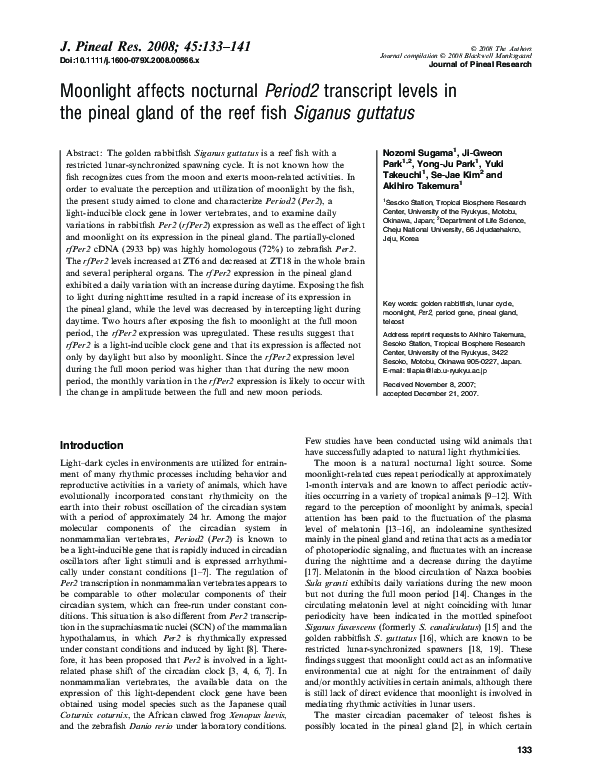 (PDF) Moonlight affects nocturnal Period2 transcript levels in the ...
