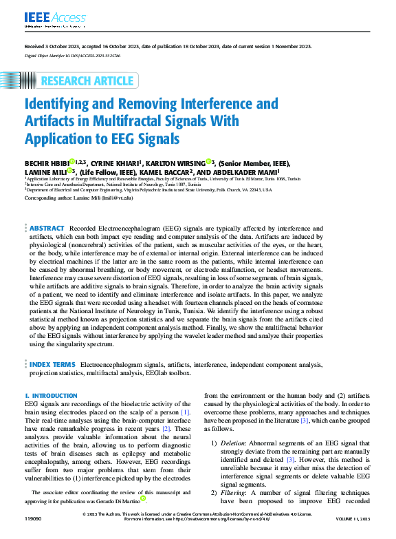 Pdf Identifying And Removing Interference And Artifacts In Multifractal Signals With