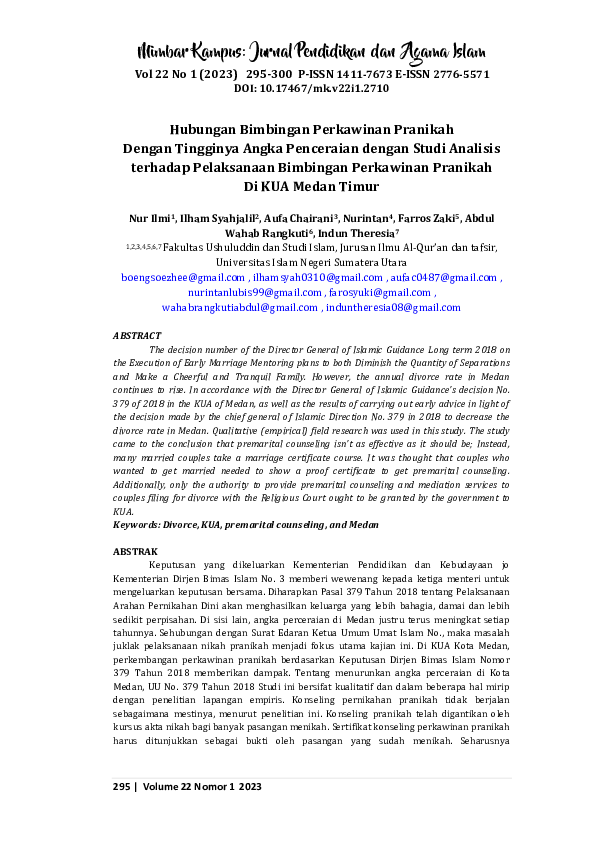 (PDF) Hubungan Bimbingan Perkawinan Pranikah dengan Tingginya Angka ...