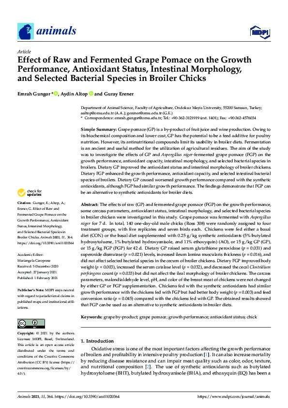 (PDF) Effect of Raw and Fermented Grape Pomace on the Growth Performance, Antioxidant Status ...