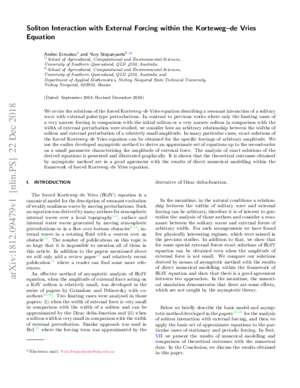 (PDF) Soliton interaction with external forcing within the Korteweg–de ...