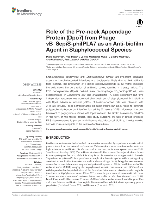 (PDF) Role of the Pre-neck Appendage Protein (Dpo7) from Phage vB_SepiS ...