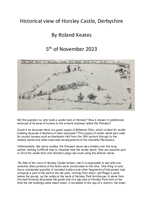 (PDF) Historical view of Horsley Castle, Derbyshire