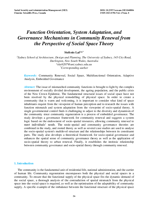 (PDF) Function Orientation, System Adaptation, and Governance ...
