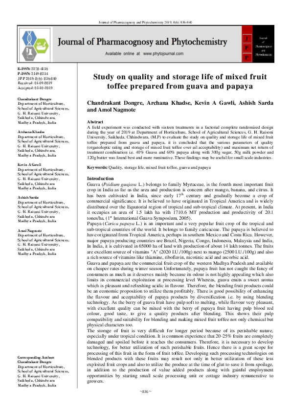 (PDF) Study on quality and storage life of mixed fruit toffee prepared ...