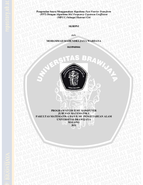 Pdf Pengenalan Suara Menggunakan Algoritma Fast Fourier Transform Fft Dengan Algoritma Mel