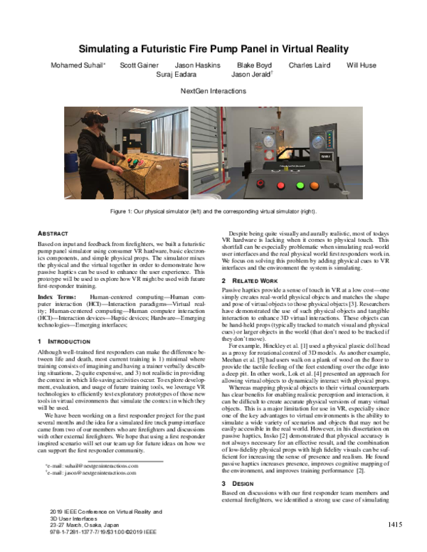(PDF) Simulating a Futuristic Fire Pump Panel in Virtual Reality