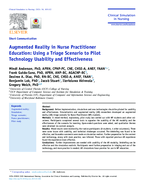 (PDF) Augmented Reality in Nurse Practitioner Education: Using a Triage ...