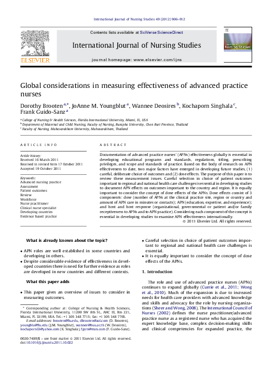 (PDF) Global considerations in measuring effectiveness of advanced ...