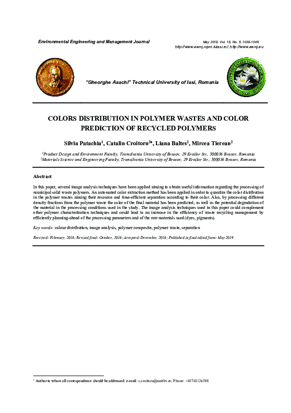 (PDF) Colors Distribution in Polymer Wastes and Color Prediction of ...