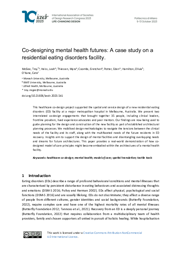 (PDF) Co-designing mental health futures: A case study on a residential ...