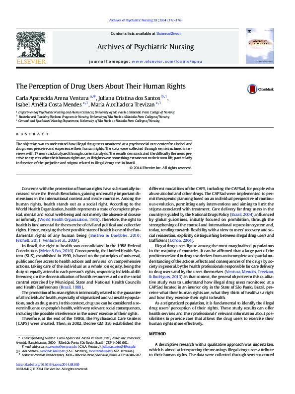 (PDF) The perception of drug users about their human rights