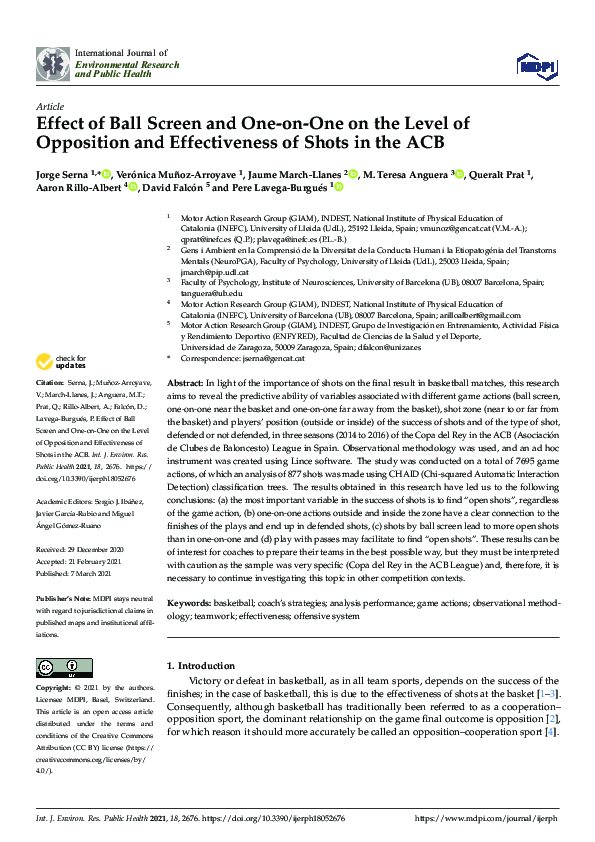 (PDF) Effect of Ball Screen and One-on-One on the Level of Opposition ...