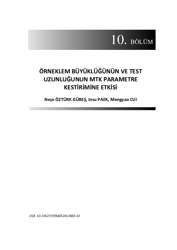 (PDF) Örneklem büyüklüğünün ve test uzunluğunun MTK parametre ...