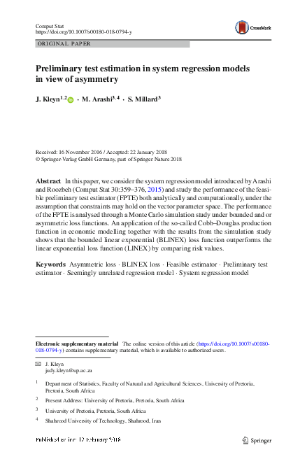 (PDF) Preliminary test estimation in system regression models in view ...