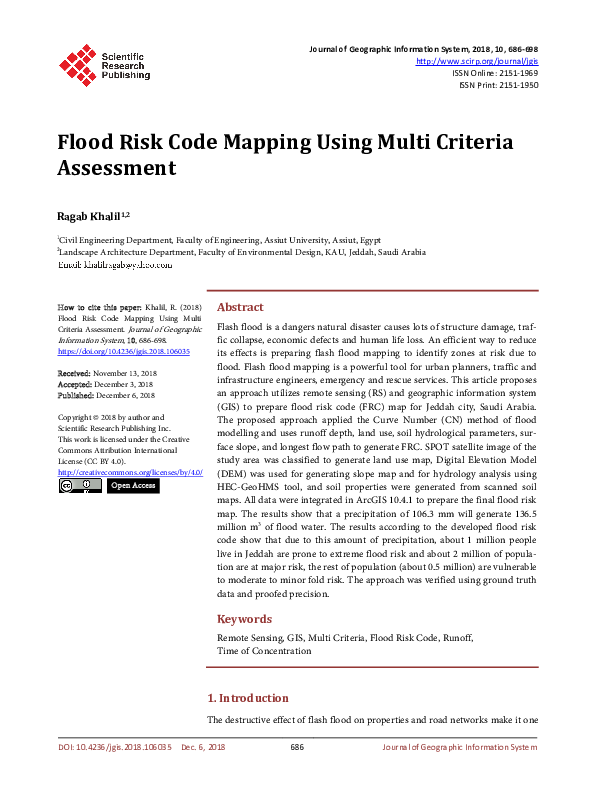 (PDF) Flood Risk Code Mapping Using Multi Criteria Assessment | Ragab Khalil - Academia.edu
